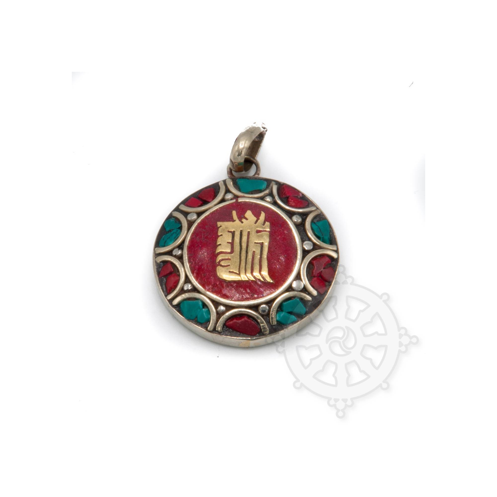 Pendant with turquoise-coral - Kalachakra coral - Jewellery Tibet and Nepal